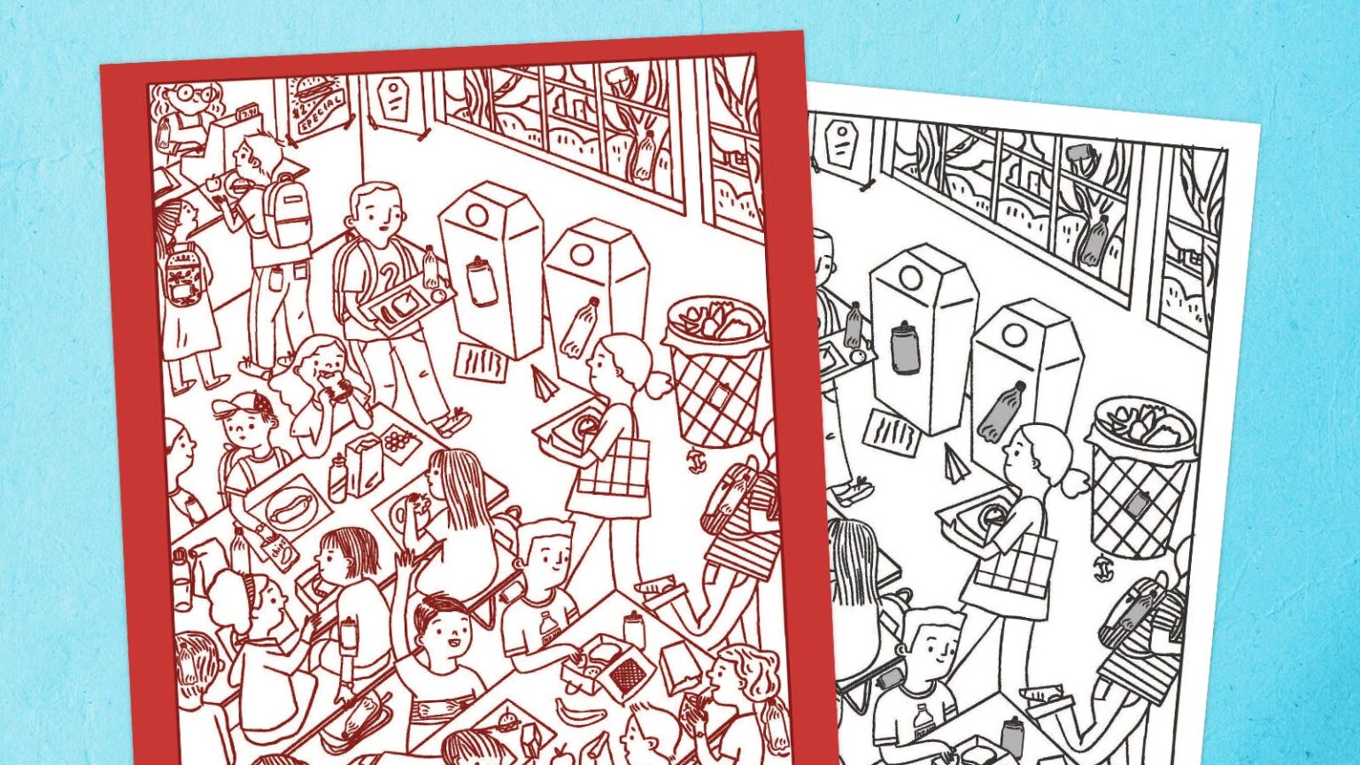 Free Printable Recycling Hidden Pictures (Playground & Cafeteria Scenes)