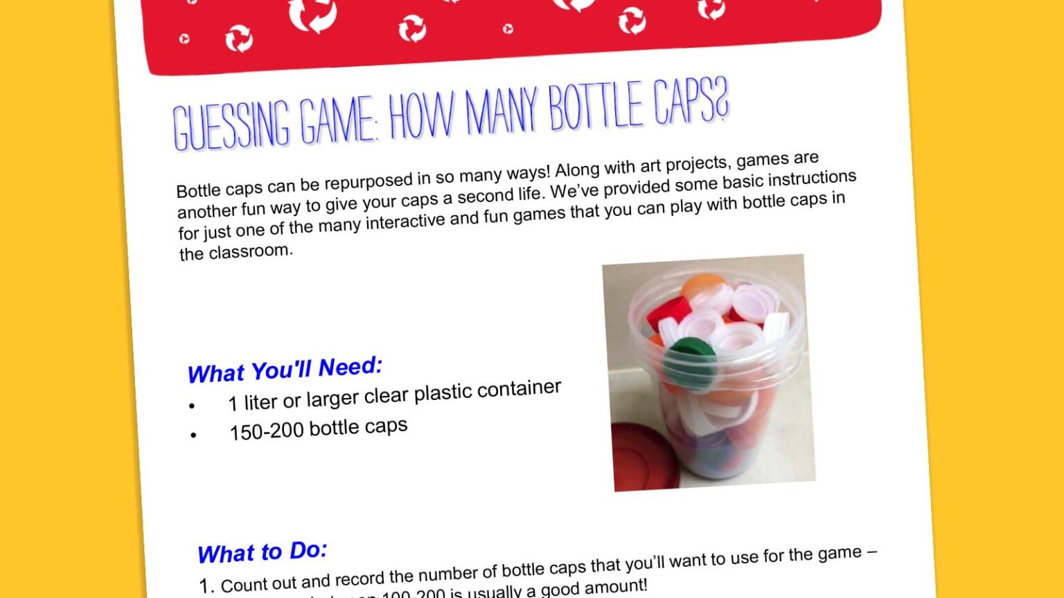 Build Estimation Skills With This Easy Bottle Cap Game | Recycle Rally