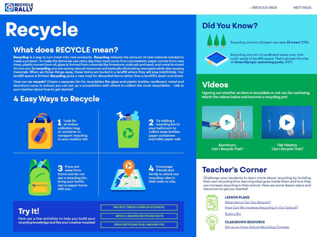 Recycling eBook for Grades 3-5: The 4 R's | Recycle Rally